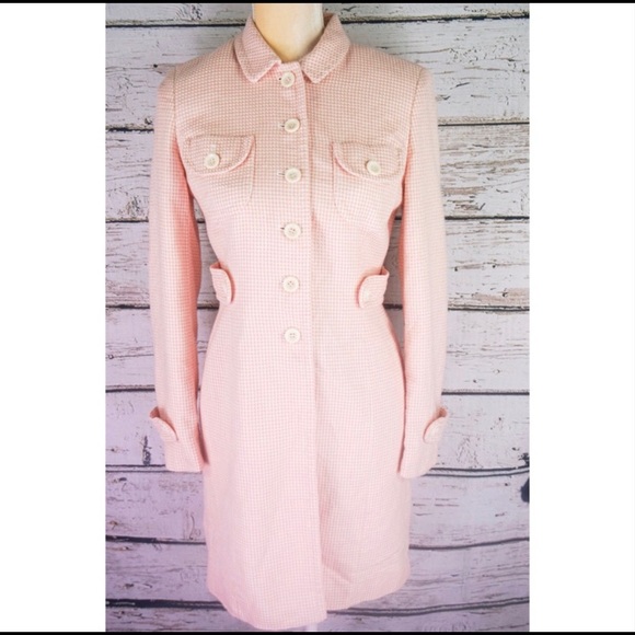 Ann Taylor | Jackets & Coats | Ann Taylor Pinkwhite Houndstooth Coat ...